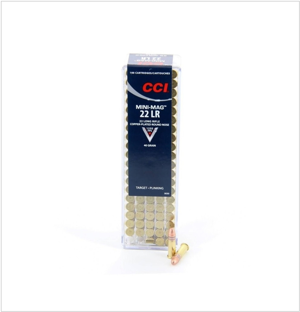 CCI Mini-Mag 22 LR Ammunition 0030 Copper-Plated Round Nose 40 Grain ...